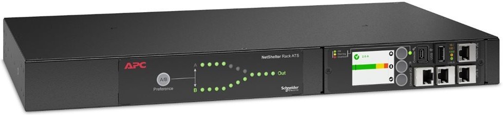 APC Rack ATS, 230V, 16A, C20 in, (8) C13 (1) C19 out