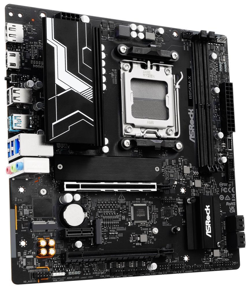 ASRock B850M-X / AMD B850 / AM5 / 2x DDR5 DIMM / 2x M.2 / HDMI / DP / USB-C / mATX