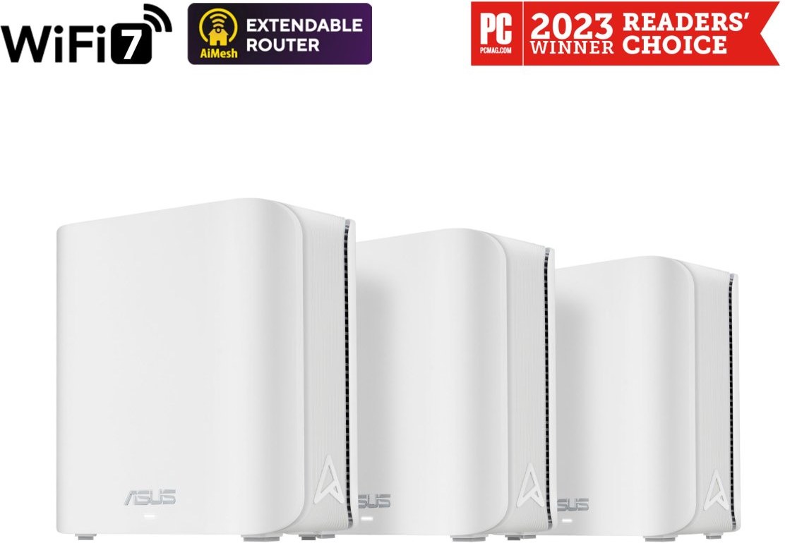 ASUS ZenWifi BD4 3-pack, WiFi7 Extendable Router, AiMesh, 2x WAN/LAN