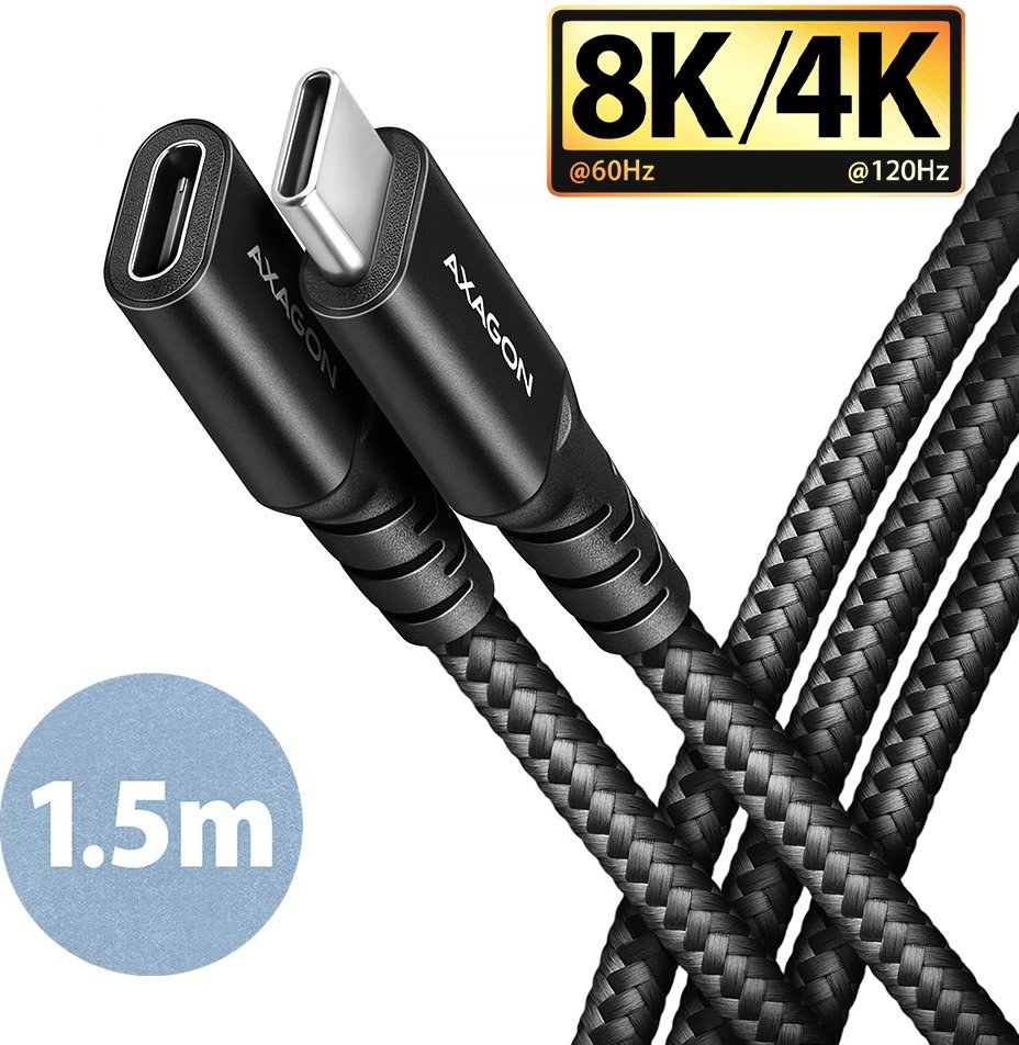 Axagon BUCM32-CF15AB, USB-C (M) USB-C (F), predlžovací kábel, 1,5m