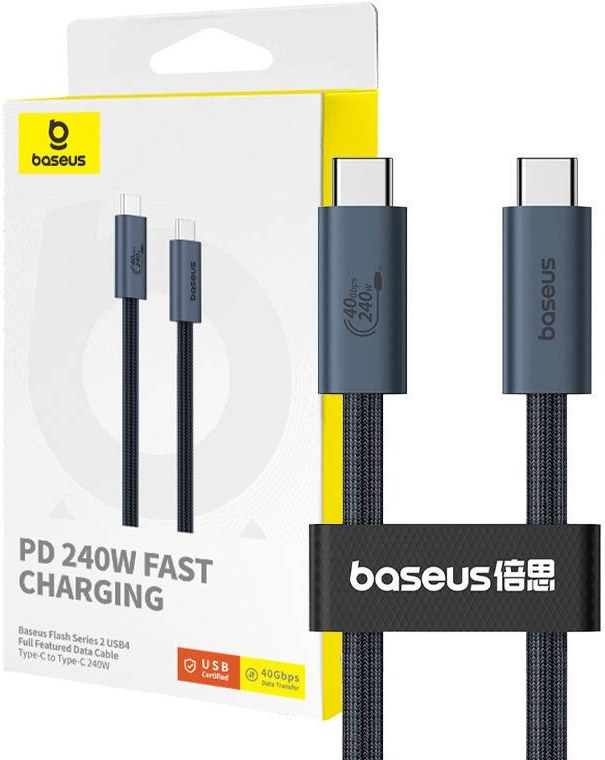 Baseus Flash kábel USB-C 240W, 8K 60Hz, 1,0m, čierny