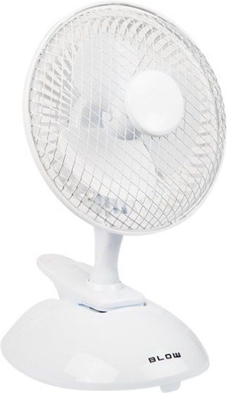 BLOW 44-062, ventilátor s klipsňou a základňou, biely