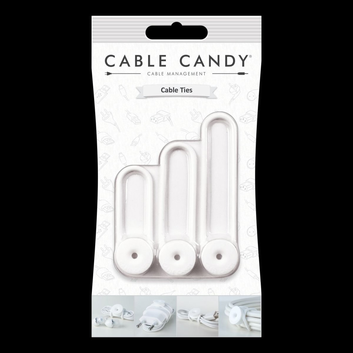 Cable Candy Tie káblový organizér, 3ks, biely | VÝPREDAJ