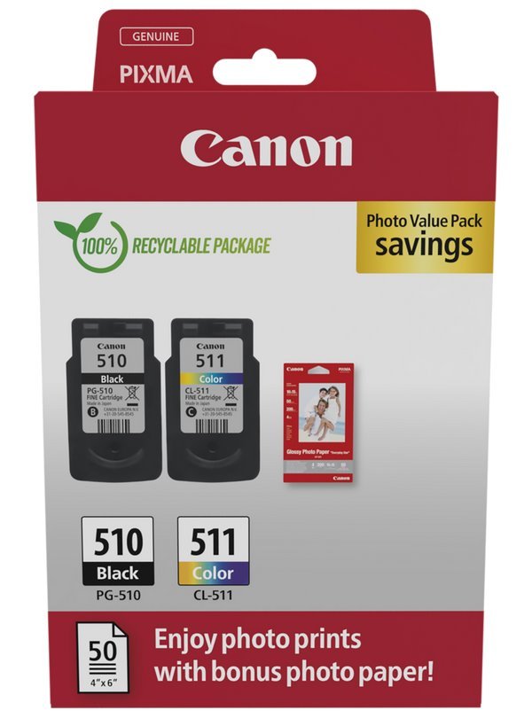 Canon PG-510/CL-511+ 4x6 Phot Paper(GP-501 50sheets)