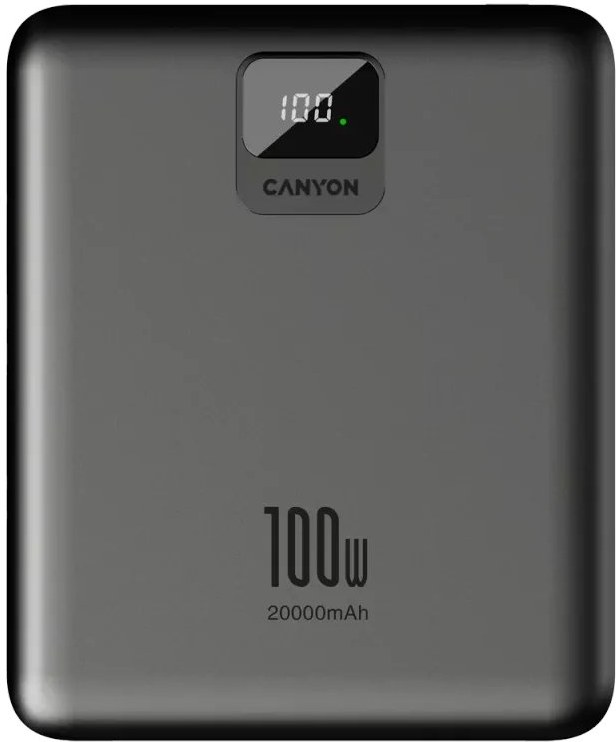 Canyon PB-2008, Powerbanka, Li-Pol, PD 100W, 20 000 mAh, tmavosivá
