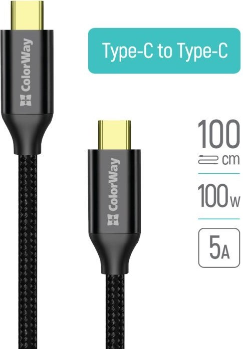 ColorWay kábel USB-C na USB-C USB3.2, 20Gbps 4K PD 100W, Gen2, 5.0A, 1m ...