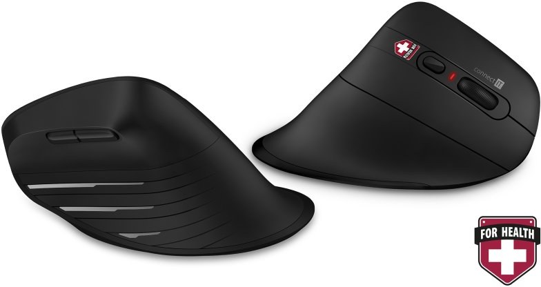 Connect IT - Verti TriMode ergonomická vertikální myš, bezdrôtová, čierna (CMO-2880-BK)