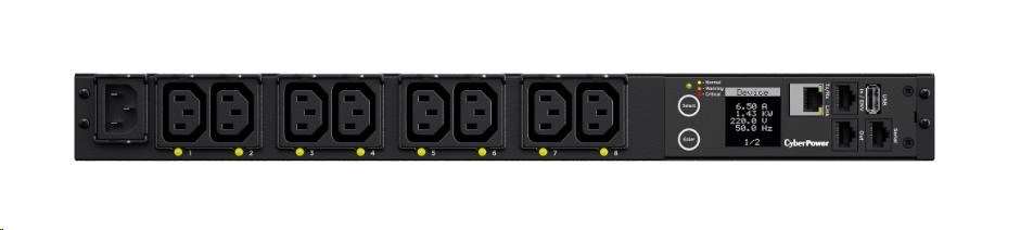 CyberPower Rack PDU, prepínaná, 1U, 10A, (8)C13, IEC-320 C14