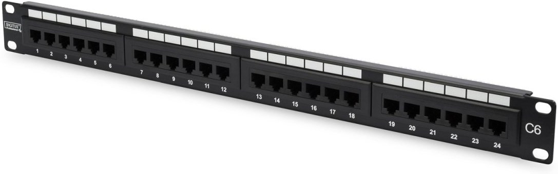 Digitus 19" patch panel 1U/24p, UTP cat6, čierny