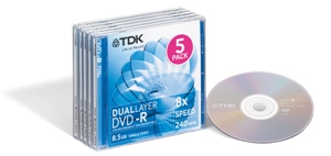 DVD-R DL Tdk 5 pack slim box 8x/8.5GB | VÝPREDAJ