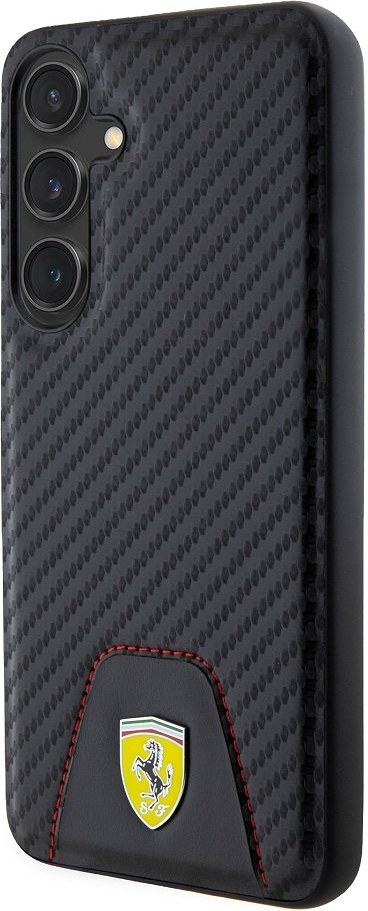 Ferrari PU Leather Bottom Carbon kryt pre Samsung Galaxy S24+, čierny