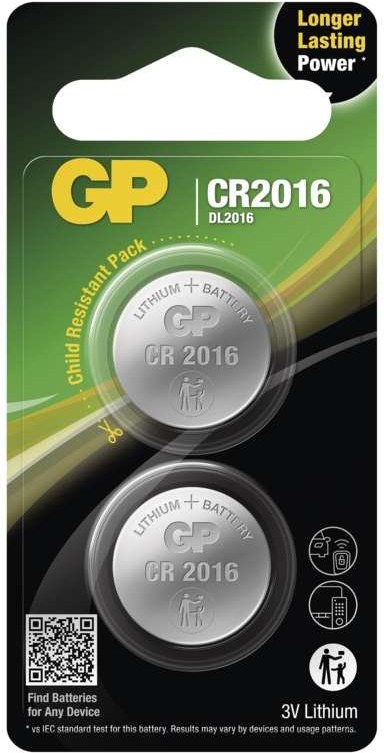 GP Lítiová gombíková batéria CR2016, 2ks | Datacomp.sk
