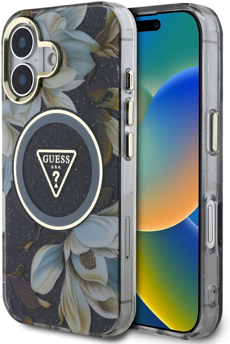 Guess IML Glitter Magnolia and Triangle Logo MagSafe kryt pre iPhone 16 ...
