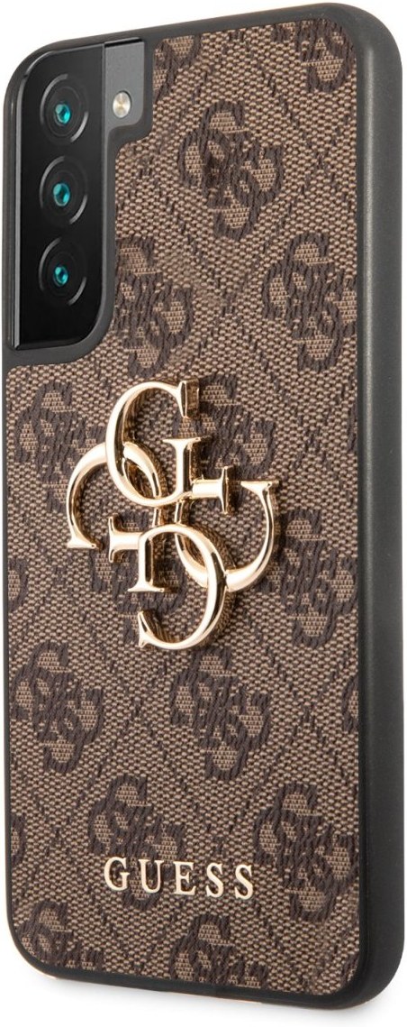 Guess PU 4G Metal Logo kryt pre Samsung Galaxy S23+, hnedý | VÝPREDAJ
