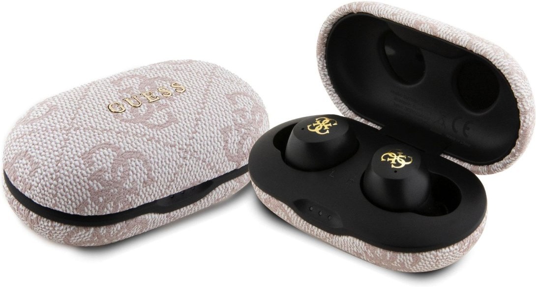 Guess True Wireless 4G PU Metal Logo BT5.3 Stereo Earphones, ružové