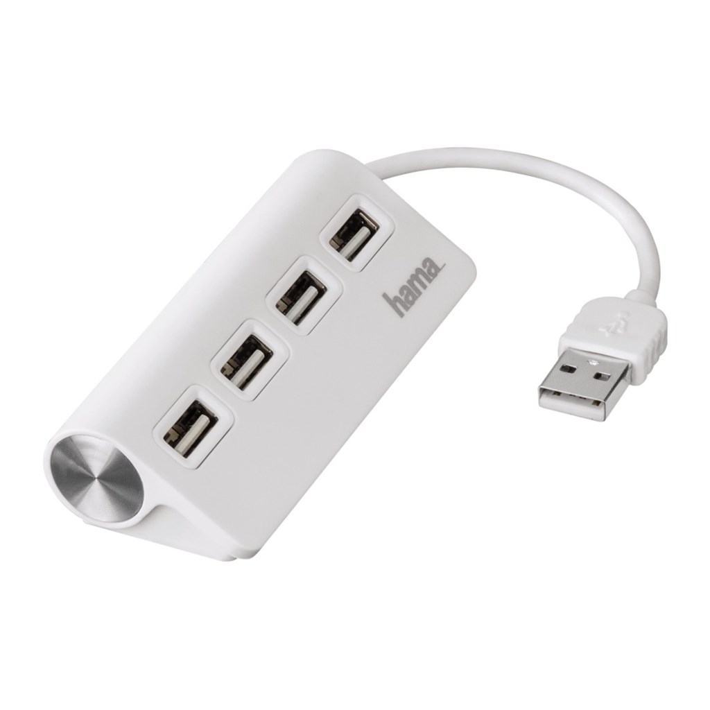 Hama USB 2.0 Hub 1:4, napájanie USB, biely | VÝPREDAJ | Datacomp.sk