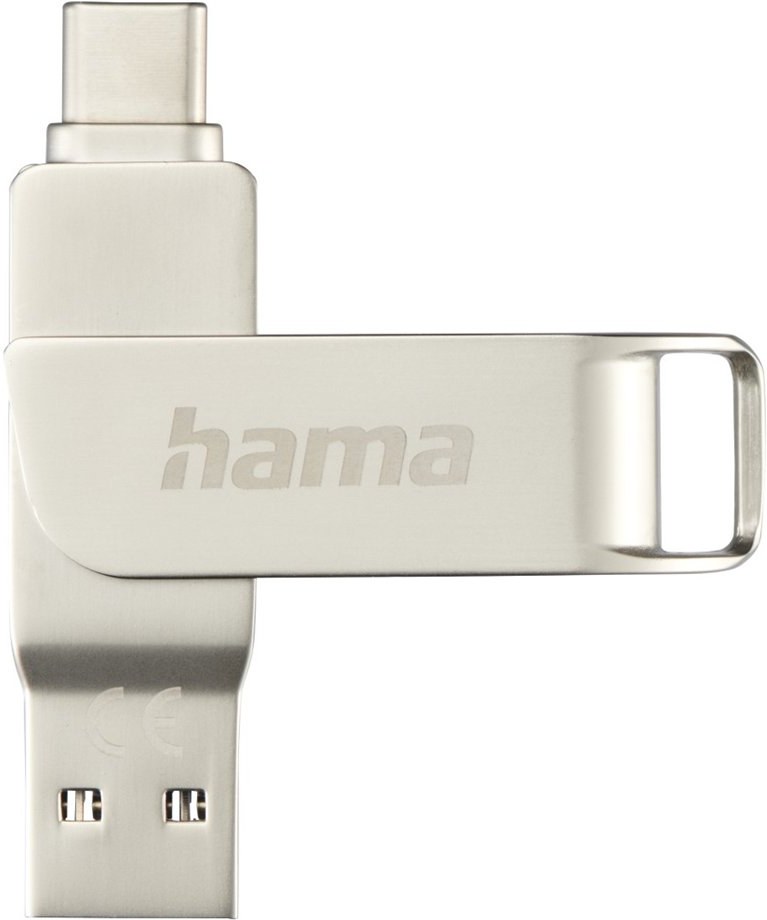 Hama USB flash disk C- Rotate Pro, 256 GB, strieborný