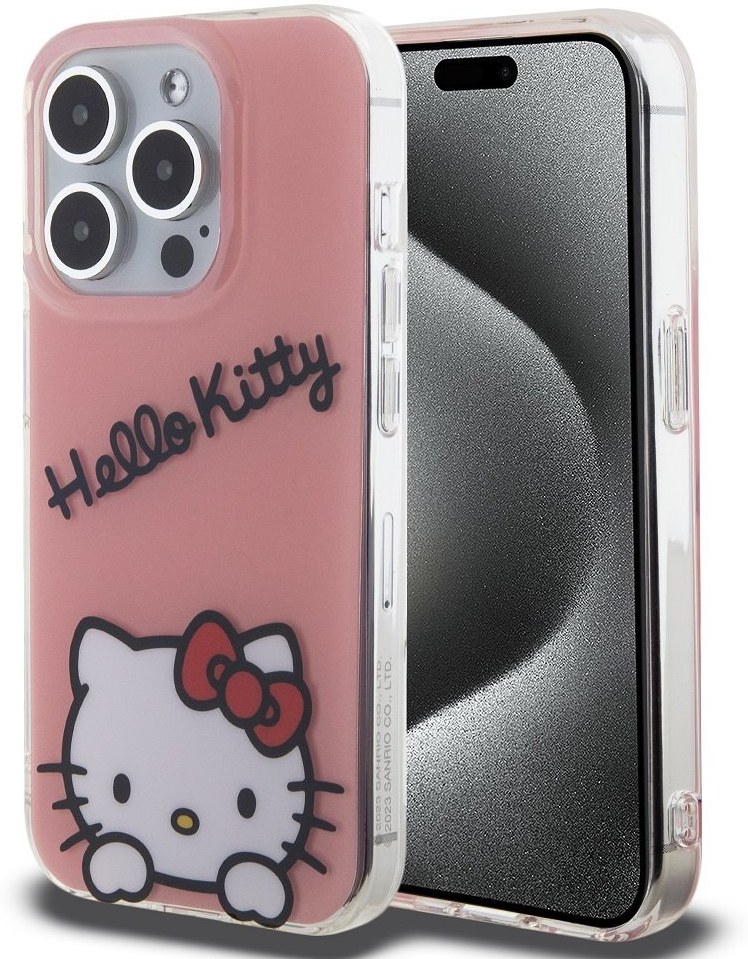 Hello Kitty IML Daydreaming Logo kryt pre iPhone 15 Pro, ružový