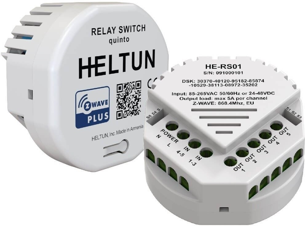HELTUN Relay Switch Quinto (HE-RS01), Z-Wave relé modul 5x5A