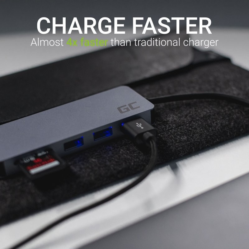 Green Cell USB-C HUB 7in1 USB 3.0 2xUSB 2.0 HDMI 4K microSD SD DEX ...