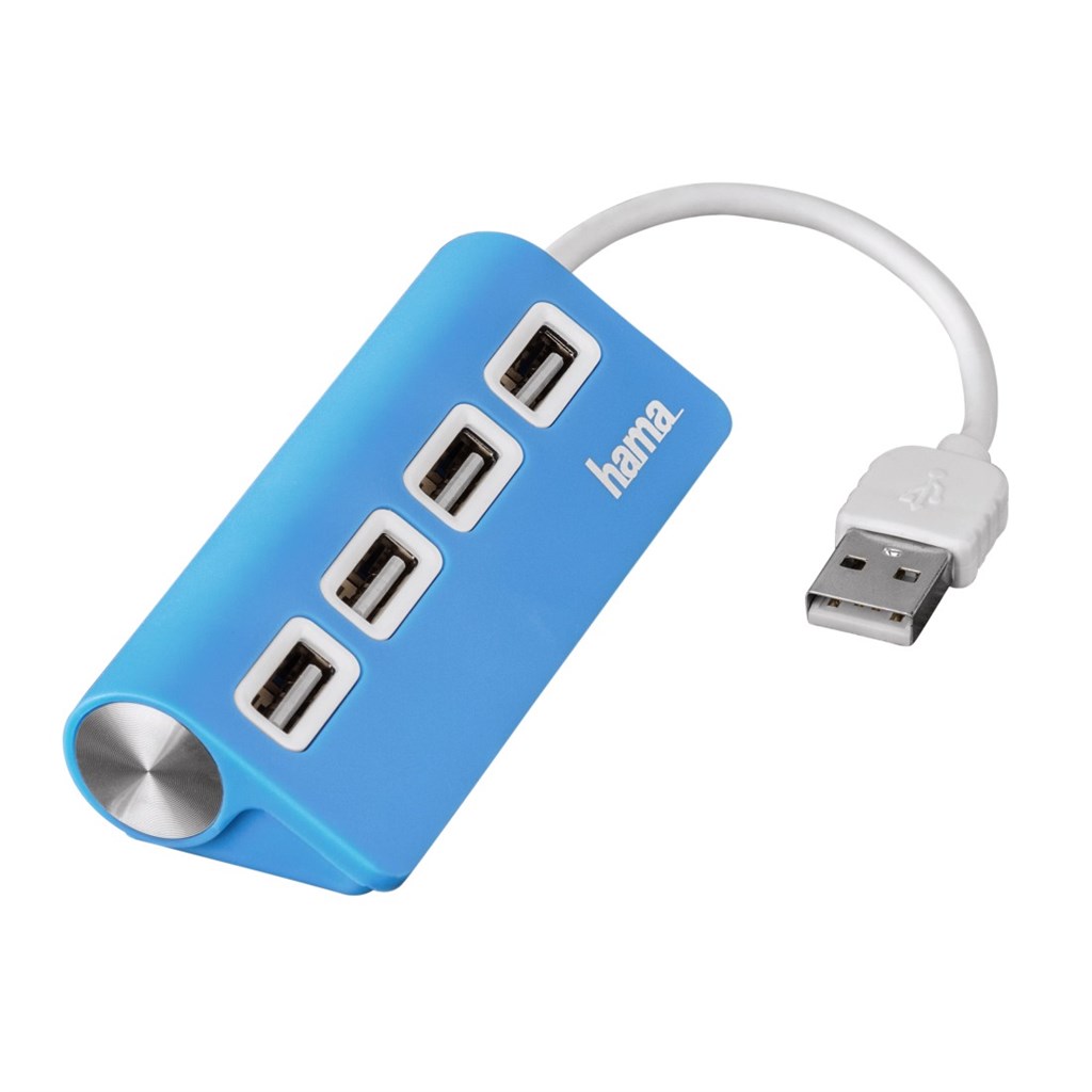 Hama USB 2.0 Hub 1:4, napájanie USB, modrý | Datacomp.sk