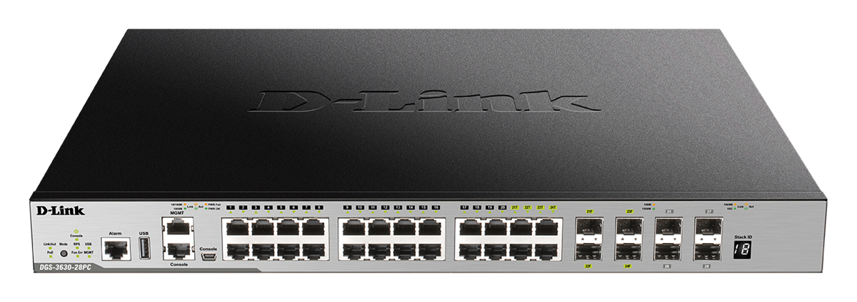 D-Link DGS-3630-28PC/SI L3 sw 24Gb PoE, 4x10G SFP+ | Datacomp.sk