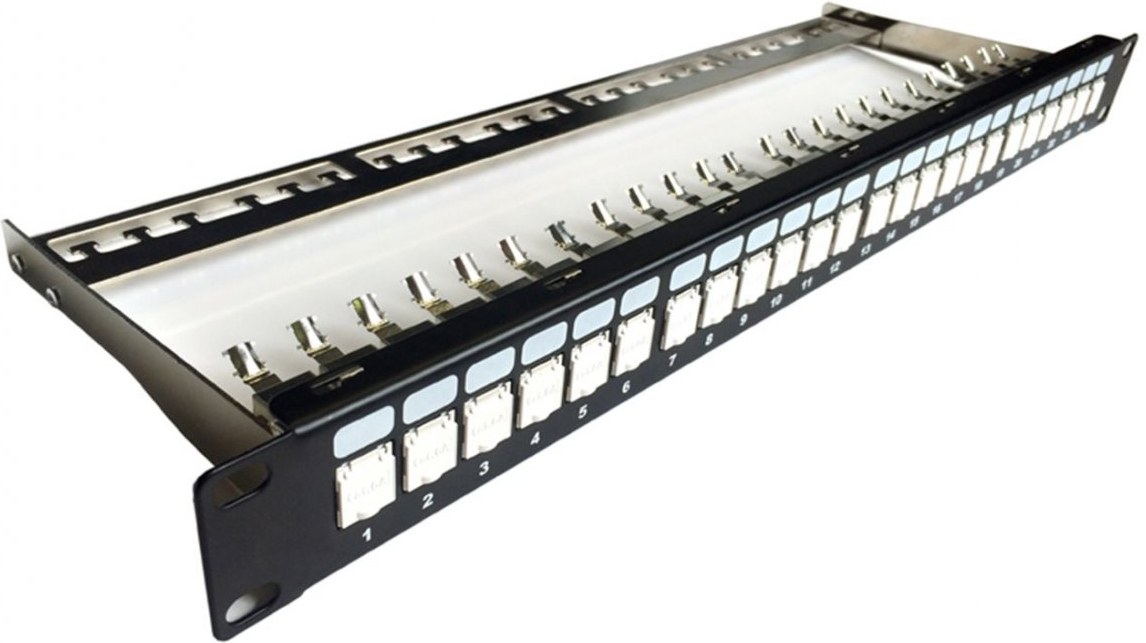 Datacom 19" patch panel 1U/24p, STP cat6a, čierny | Datacomp.sk