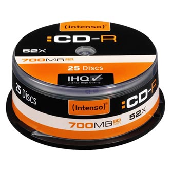 Intenso CD-R, 1001124, 25-pack, 700MB, 52x, 80min., 12cm, bez možnosti potlače, cake box ...