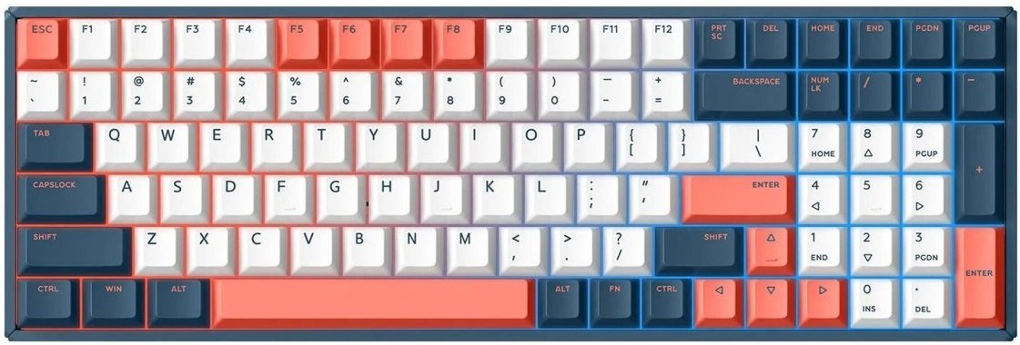 IQUNIX F97, bezdrôtová mechanická herná klávesnica, US layout, Coral Sea