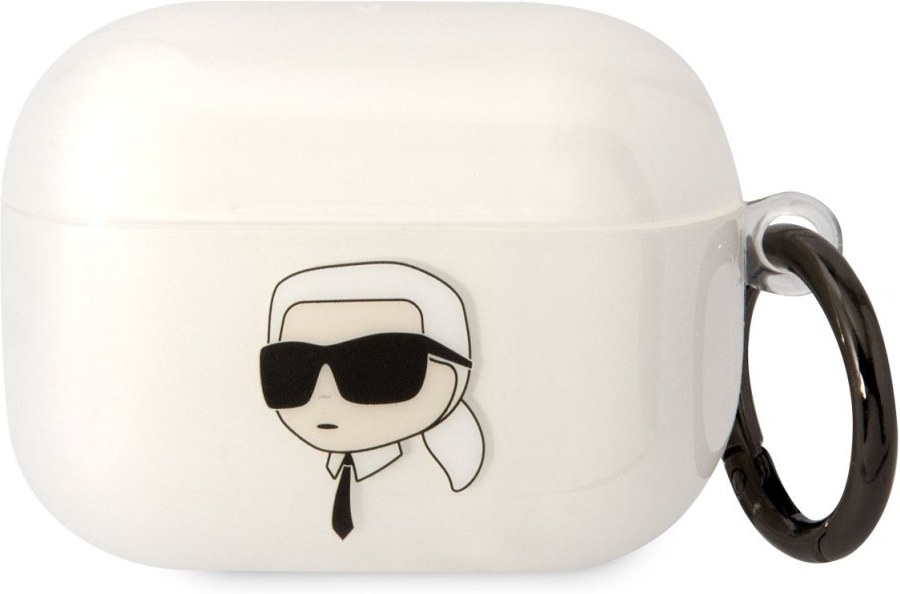 Karl Lagerfeld 3D Logo NFT Karl Head TPU puzdro pre Airpods Pro, biele ...