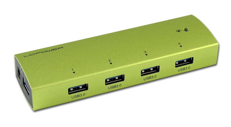 LC POWER LC-HUB-EX4S-ALU externý hub, zelený | Datacomp.sk