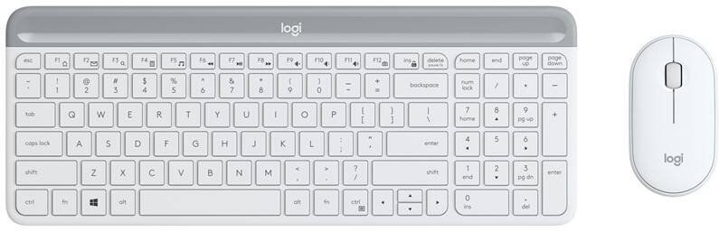 Logitech MK470 Slim Wireless Combo, US int., tichý set, biela