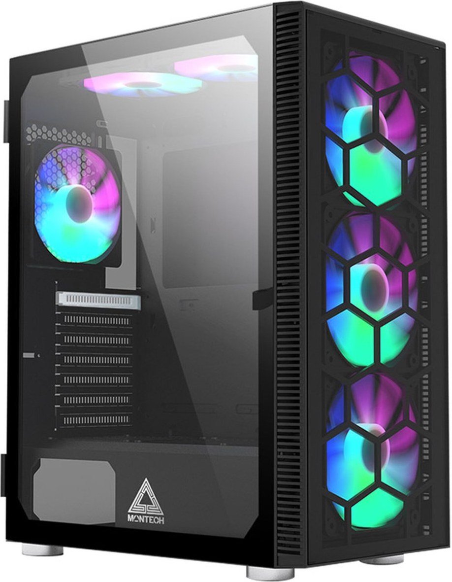Montech X3 Glass, Midi-Tower, RGB, temperované sklo, čierna