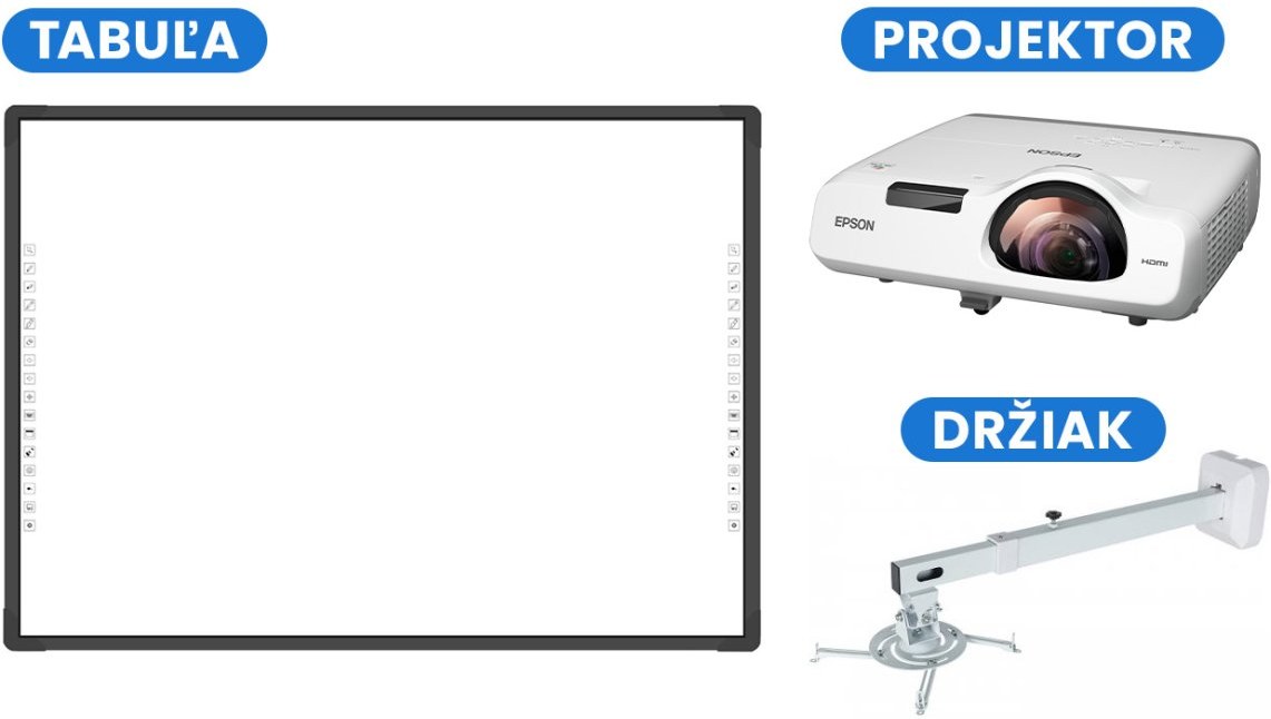 Sada interaktívna projektora, 82" tabule a držiaku | AKCIA