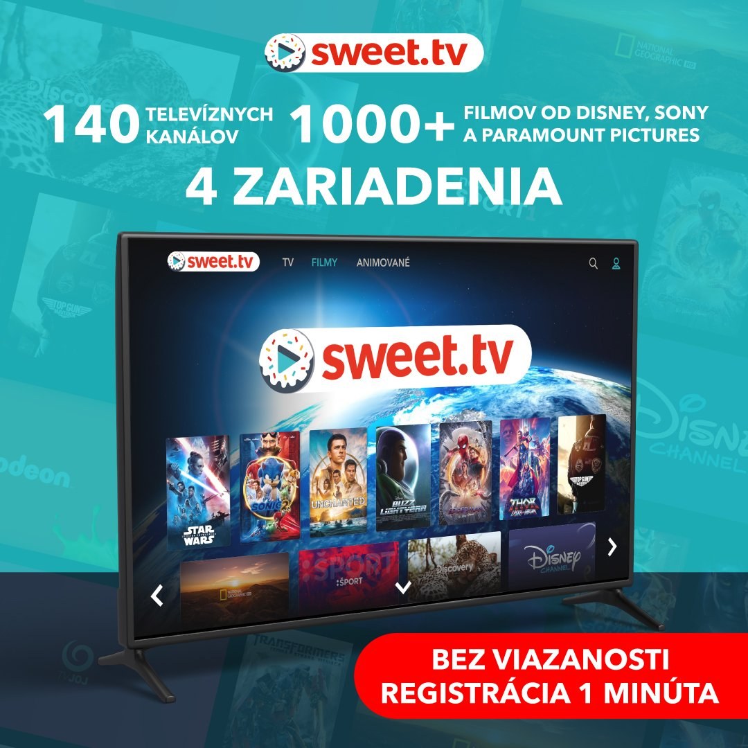 Sweet.tv, 1 mesačné predplatné, prémiový balík "L", 140 staníc, kartička