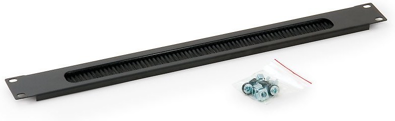 Triton 19" prechodový panel 1U, čierny, so štetinami