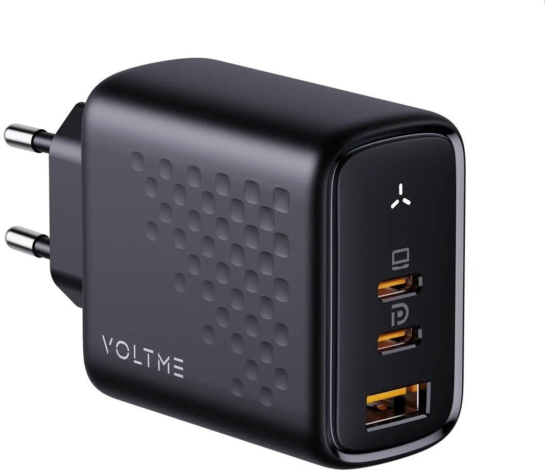 Voltme Revo 67, GaN nabíjačka s 2x USB-C a USB-A výstupom, PD 3.0, 67W, čierna