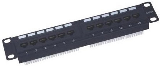 XtendLan 10" patch panel 1U/12p, UTP cat5e, čierny